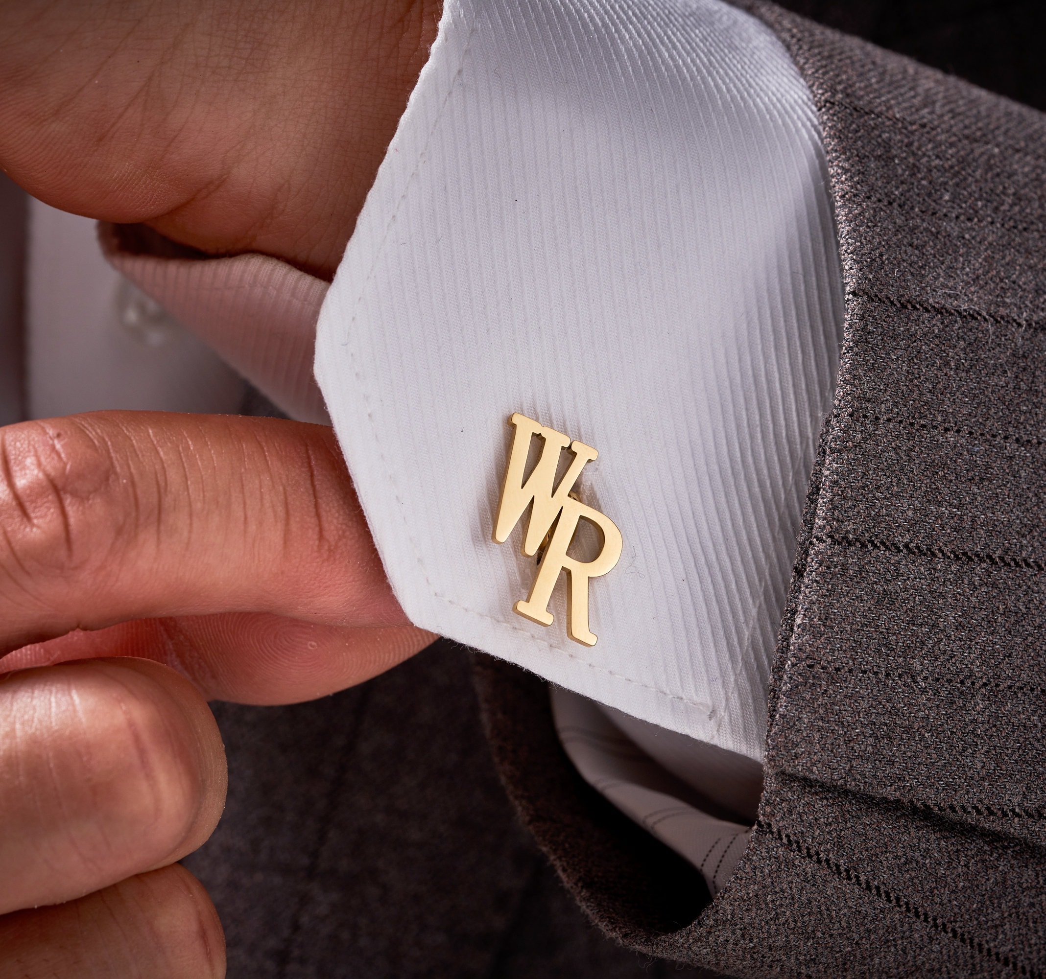 Sterling Silver Initial Cufflinks - Personalized Name Cufflinks - Groom ...
