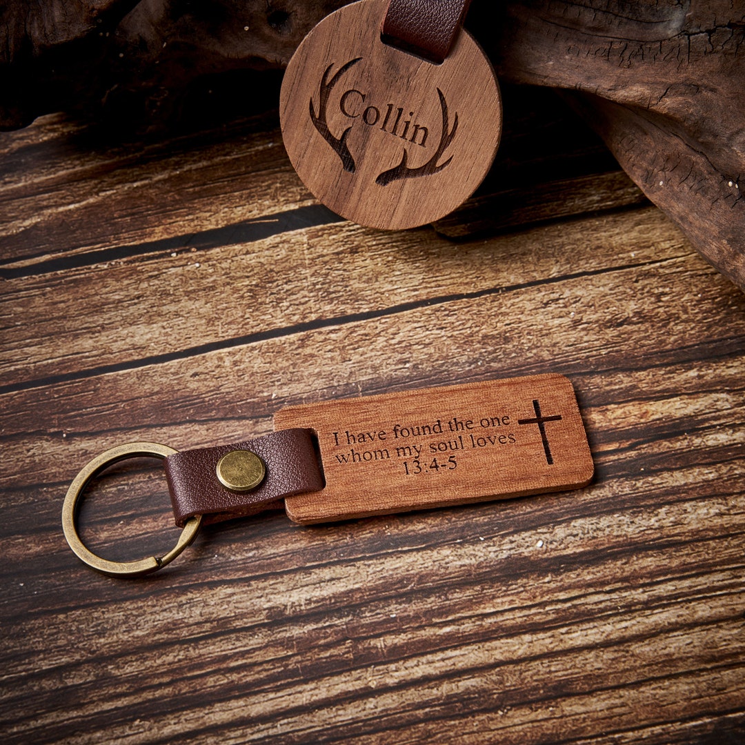 Personalized Wooden Keyring - Personalized Walnut Wood Key Chain ...