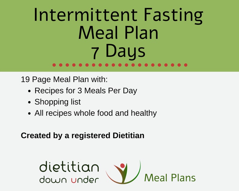 Intermittent Fasting Meal Plan, by Dietitian, Whole Food & Clean Eating ...