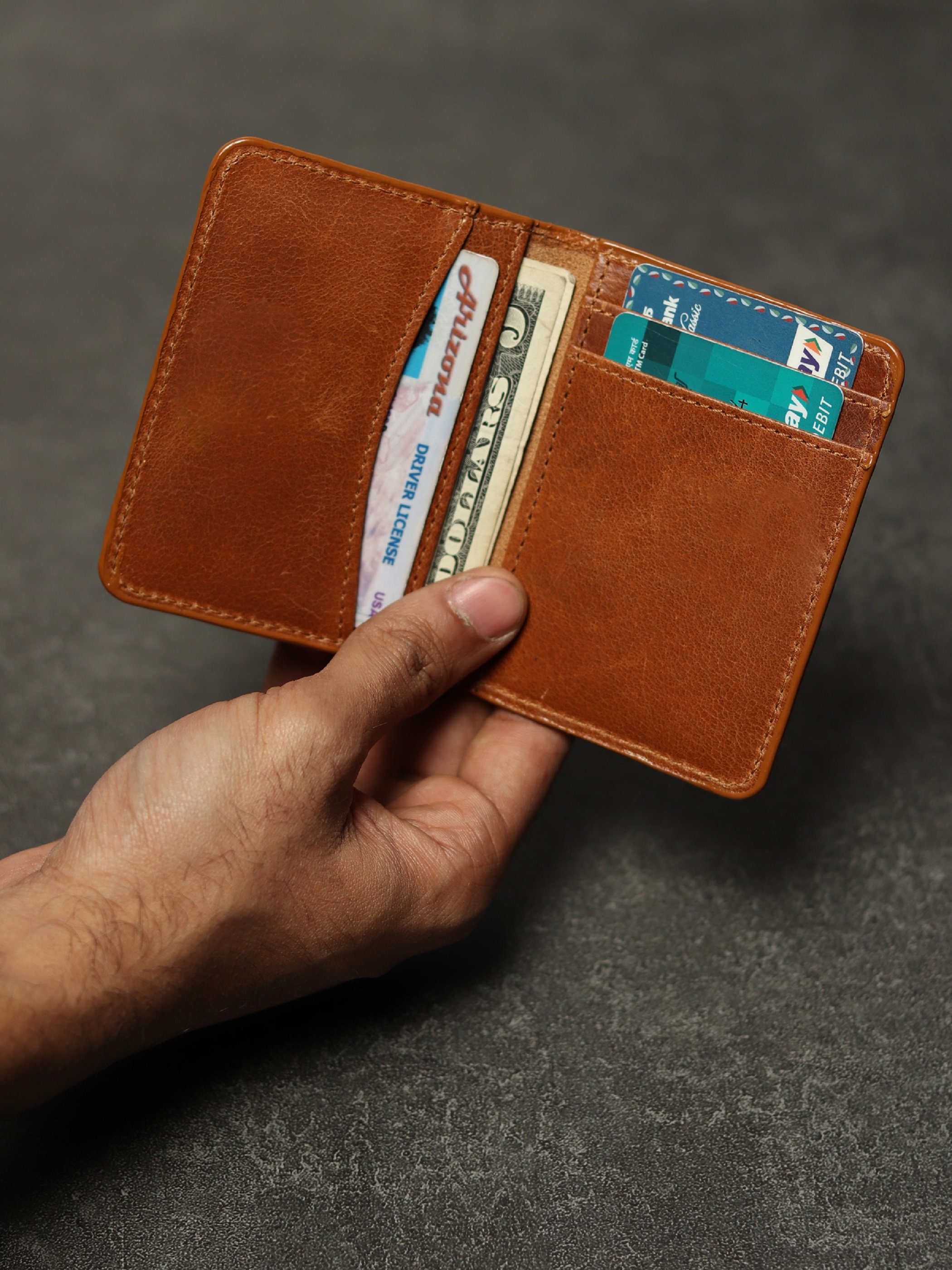 Men's Leather Cardholder Minimalist Front Pocket Wallet for Men ...
