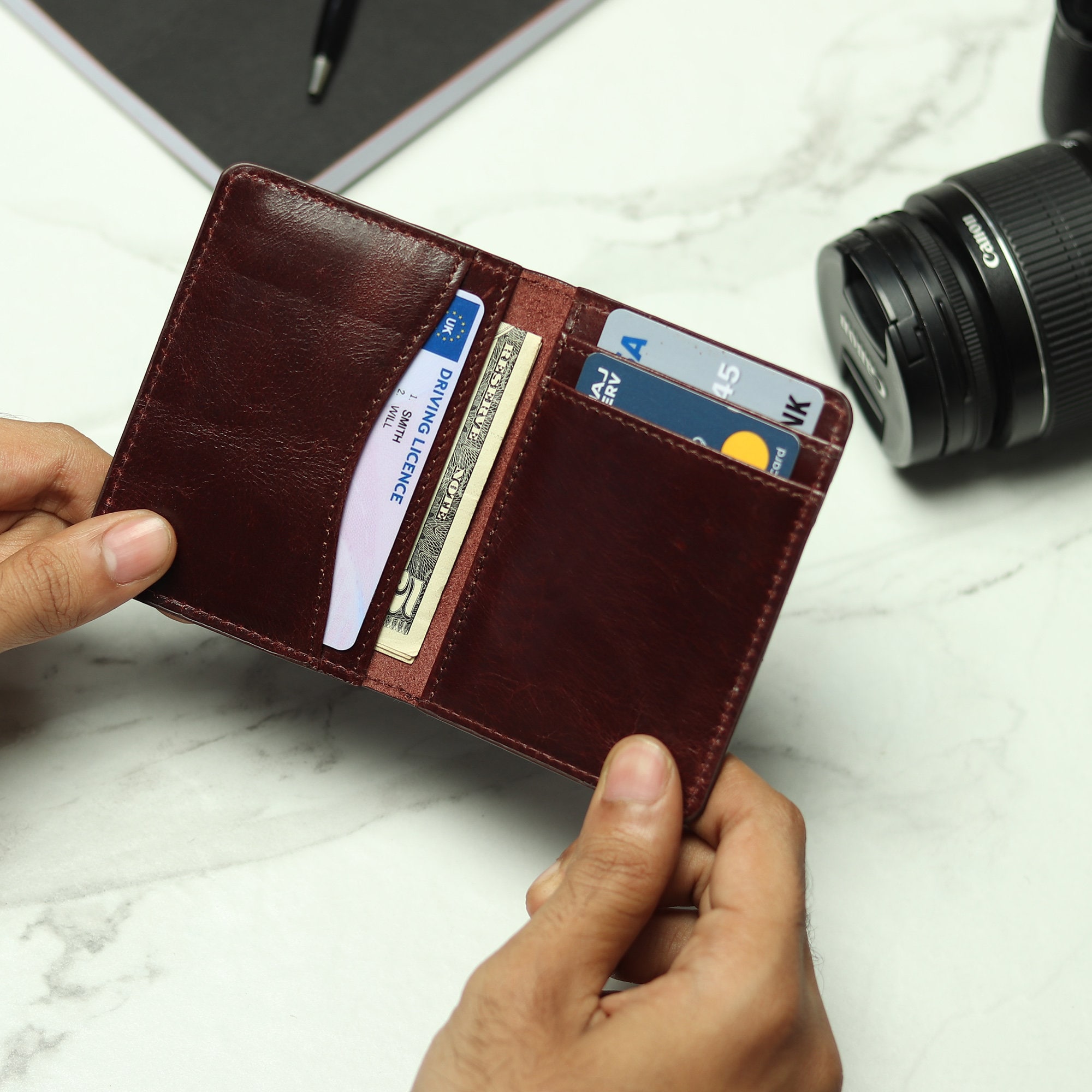 Men's Leather Cardholder Minimalist Front Pocket Wallet for Men ...