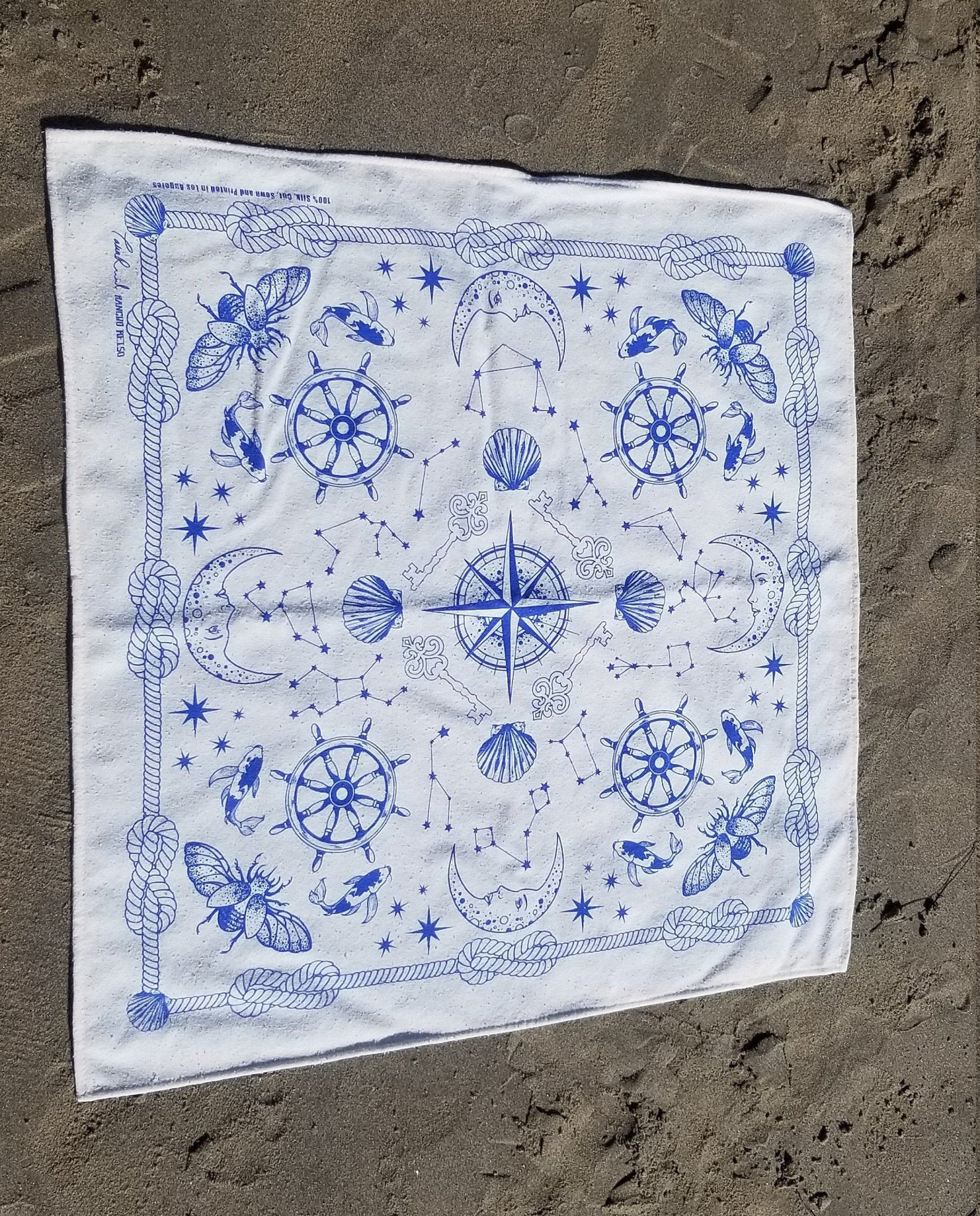 Nautical Silk Noil Bandana - Etsy