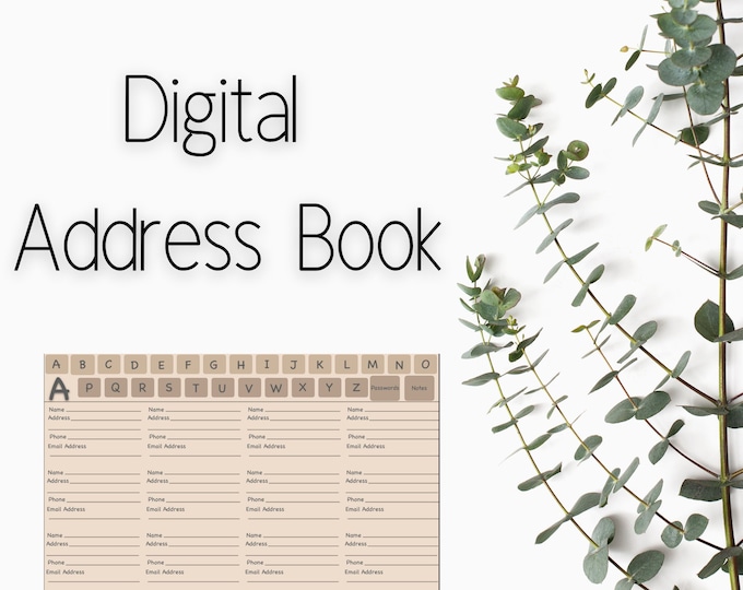 Digital Address Book, Goodnotes Journal, Password Keeper, Digital ...