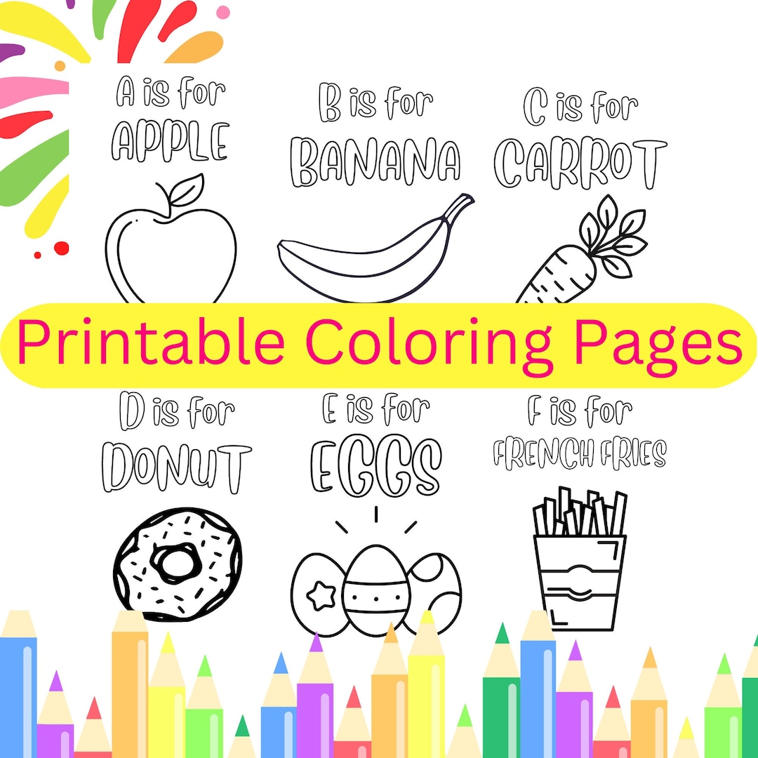 Printable Food Alphabet Coloring Pages - Etsy