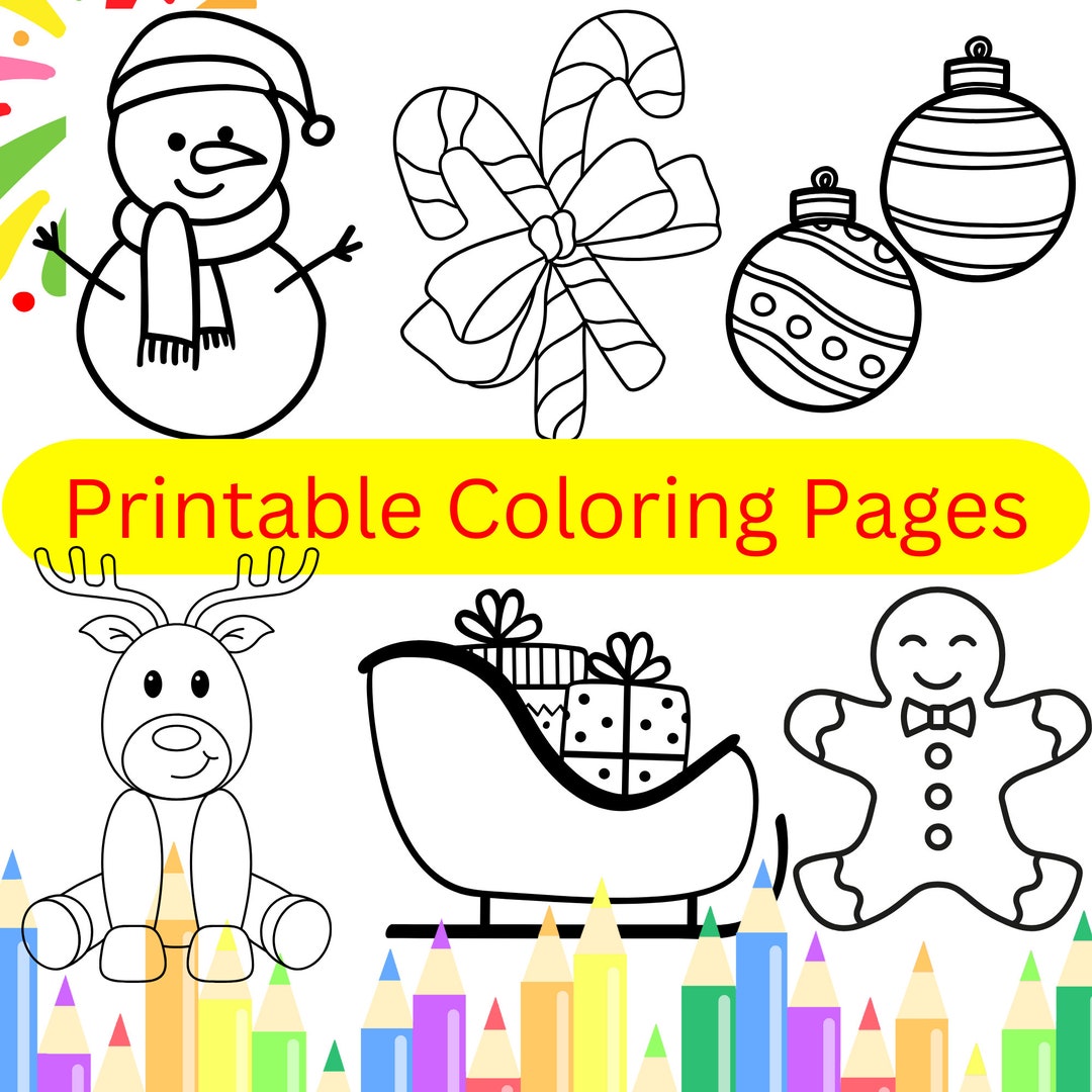 Printable Christmas & Holiday Coloring Pages - Etsy
