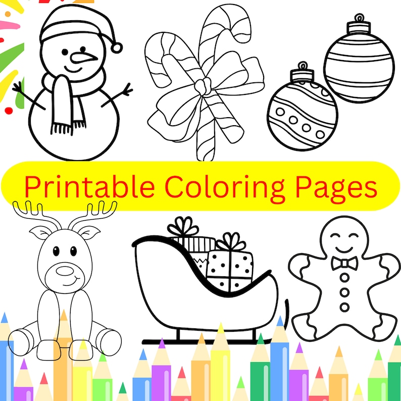 Printable Christmas & Holiday Coloring Pages - Etsy