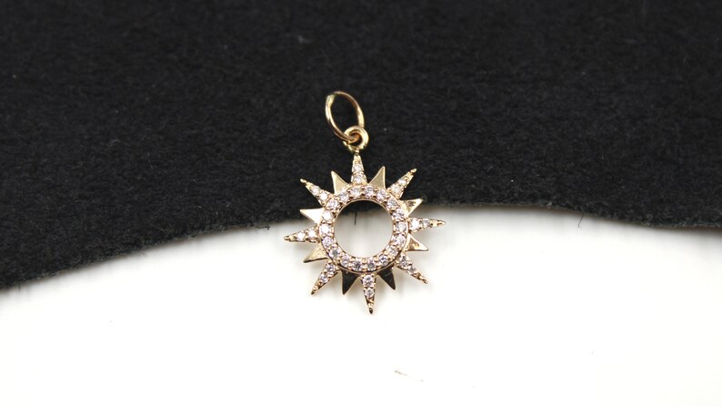 14k Solid Gold Sun Design Pave' Diamonds / Sunburst - Etsy