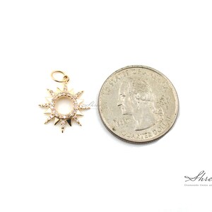 14k Solid Gold Sun Design Pave' Diamonds / Sunburst Diamond Pendant ...