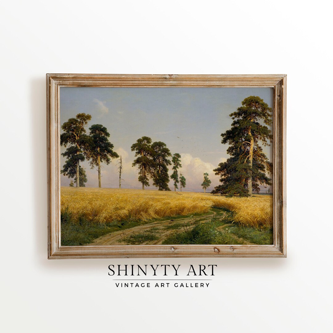 Vintage Wheatfield Painting, Country Wheat Meadow Summer Landscape ...