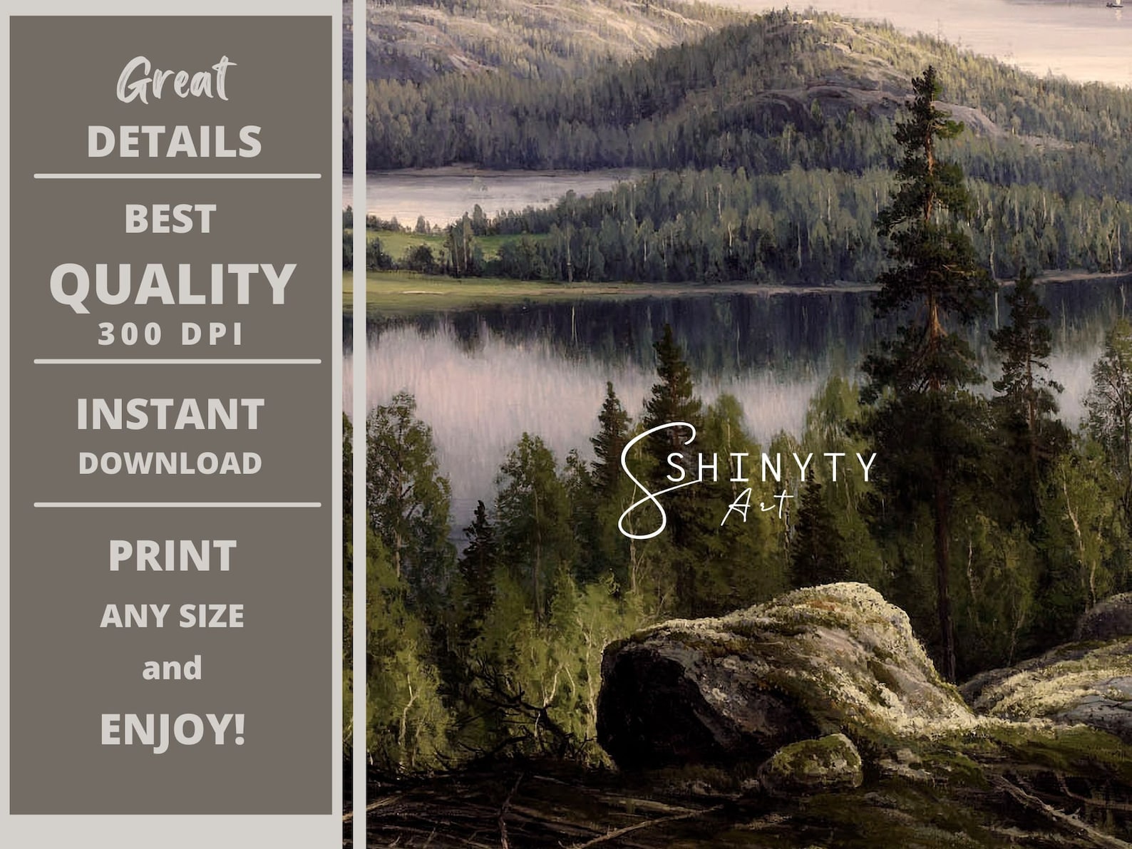 Vintage Summer Landscape Painting Muted Mountain Lake Scenery - Etsy