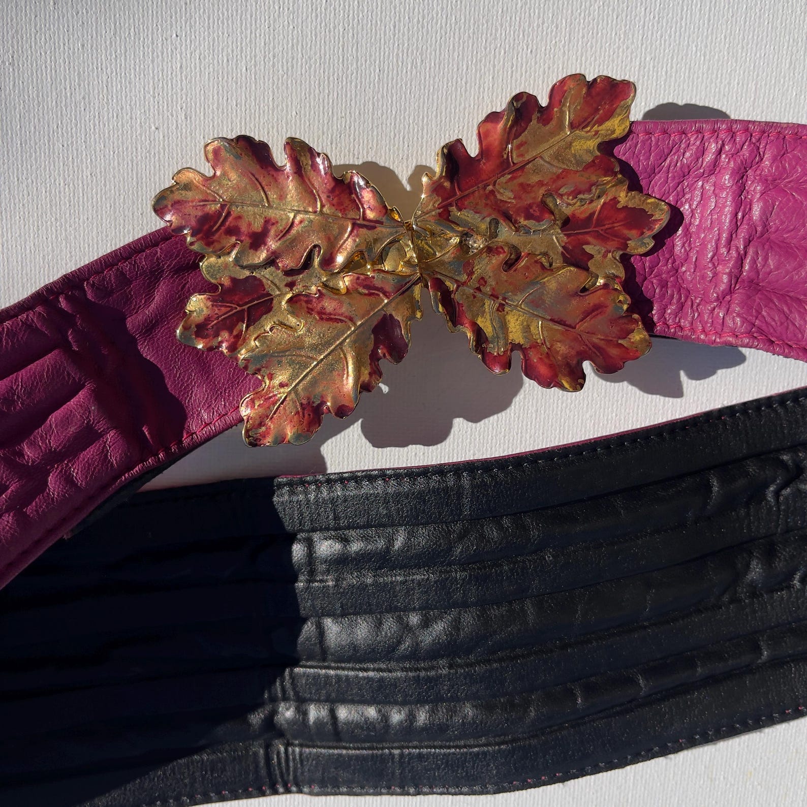 Vintage Pink Cinch Belt 1980’s Leather Wide Cinch Belt - Etsy