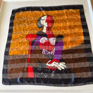 Vintage Picasso Label Silk Scarf Abstract Woman - Etsy