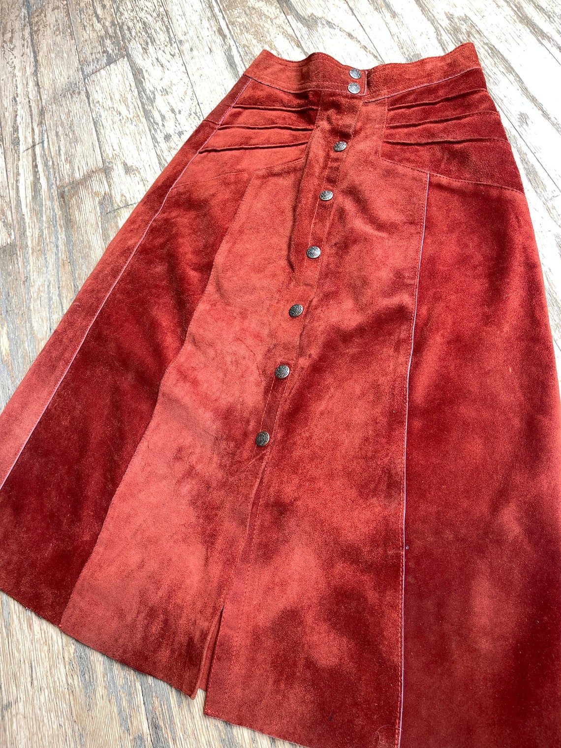 Rust Suede Skirt Vintage Leather - Etsy
