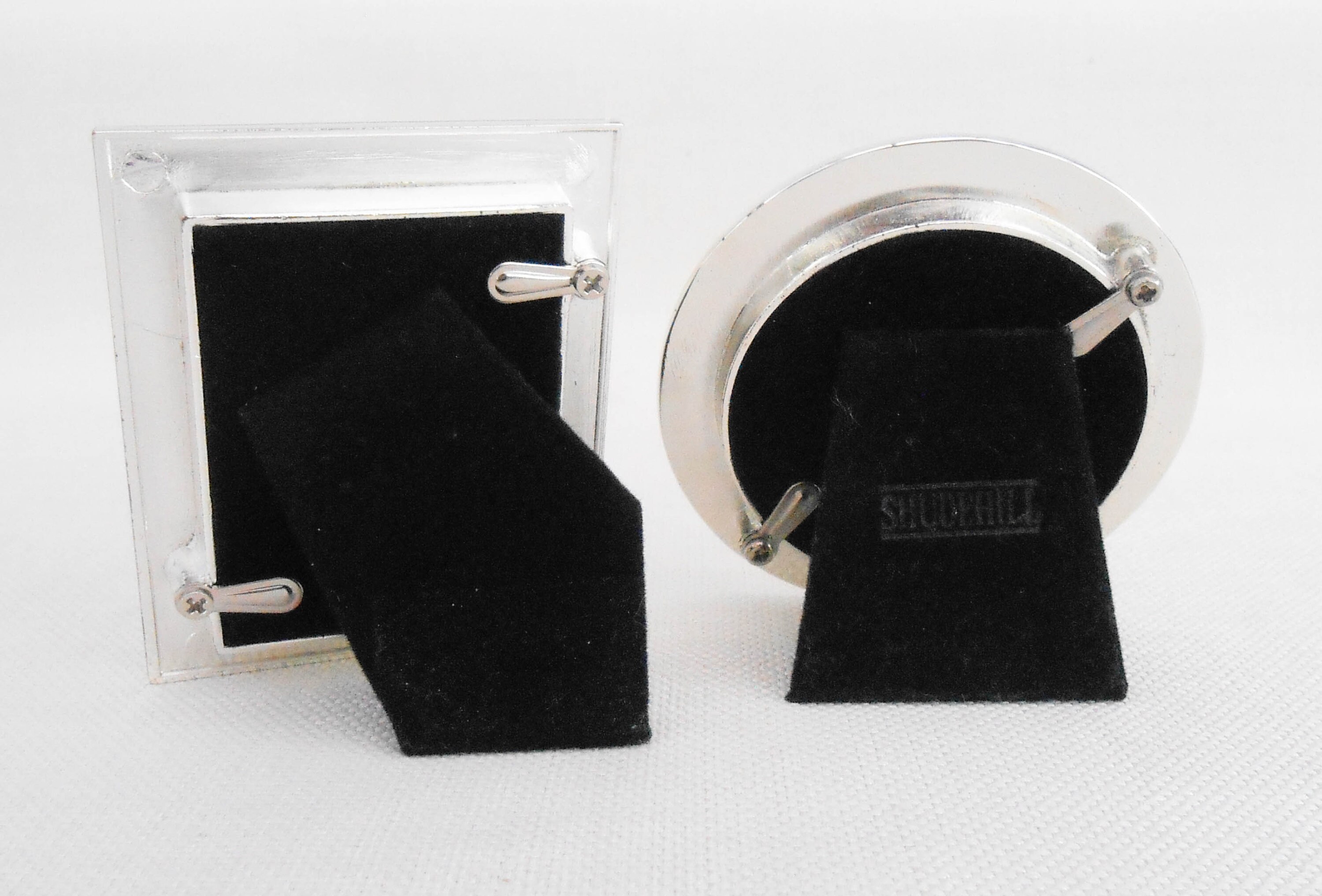 Two Small Vintage Silver-plated Picture Frames With Cream Enamel ...