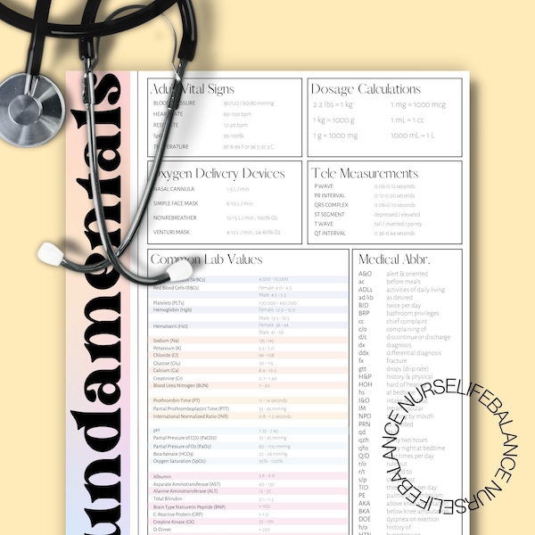 Nursing Clinicals Cheat Sheet - Etsy Denmark