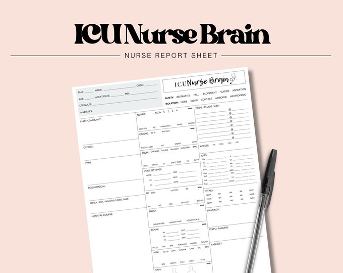 ICU Nurse Brain Sheet - Etsy