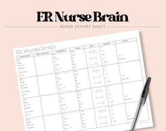 Emergency Room Nurse Report Sheet 2-4 Patients ER Shift Handover ER ...