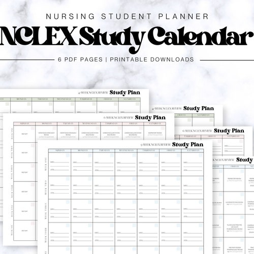 NCLEX Study Plan Calendars - Etsy