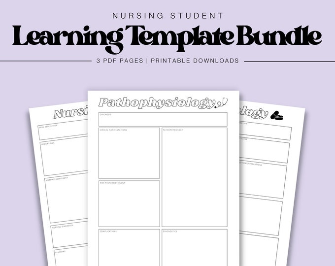 Nursing Student Learning Template Bundle - Etsy