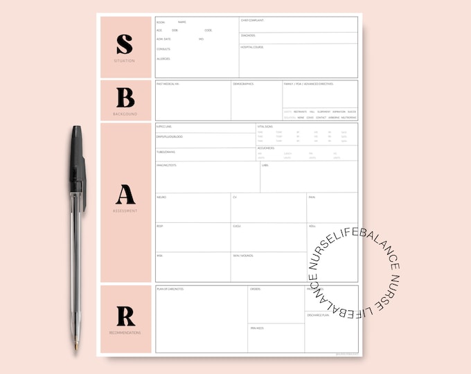SBAR Nurse Brain Sheet - Etsy