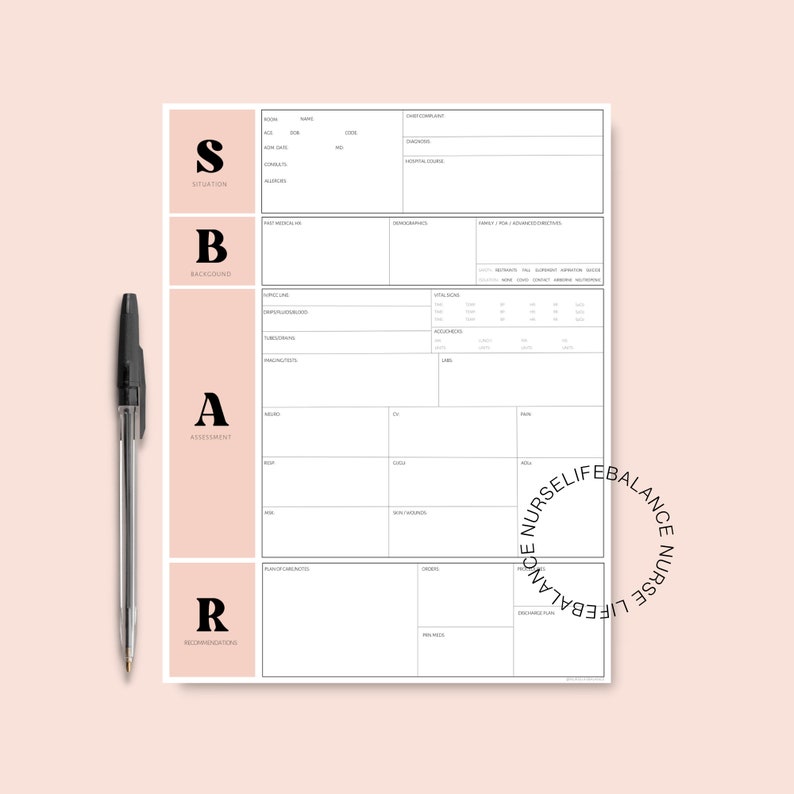 SBAR Nurse Brain Sheet - Etsy