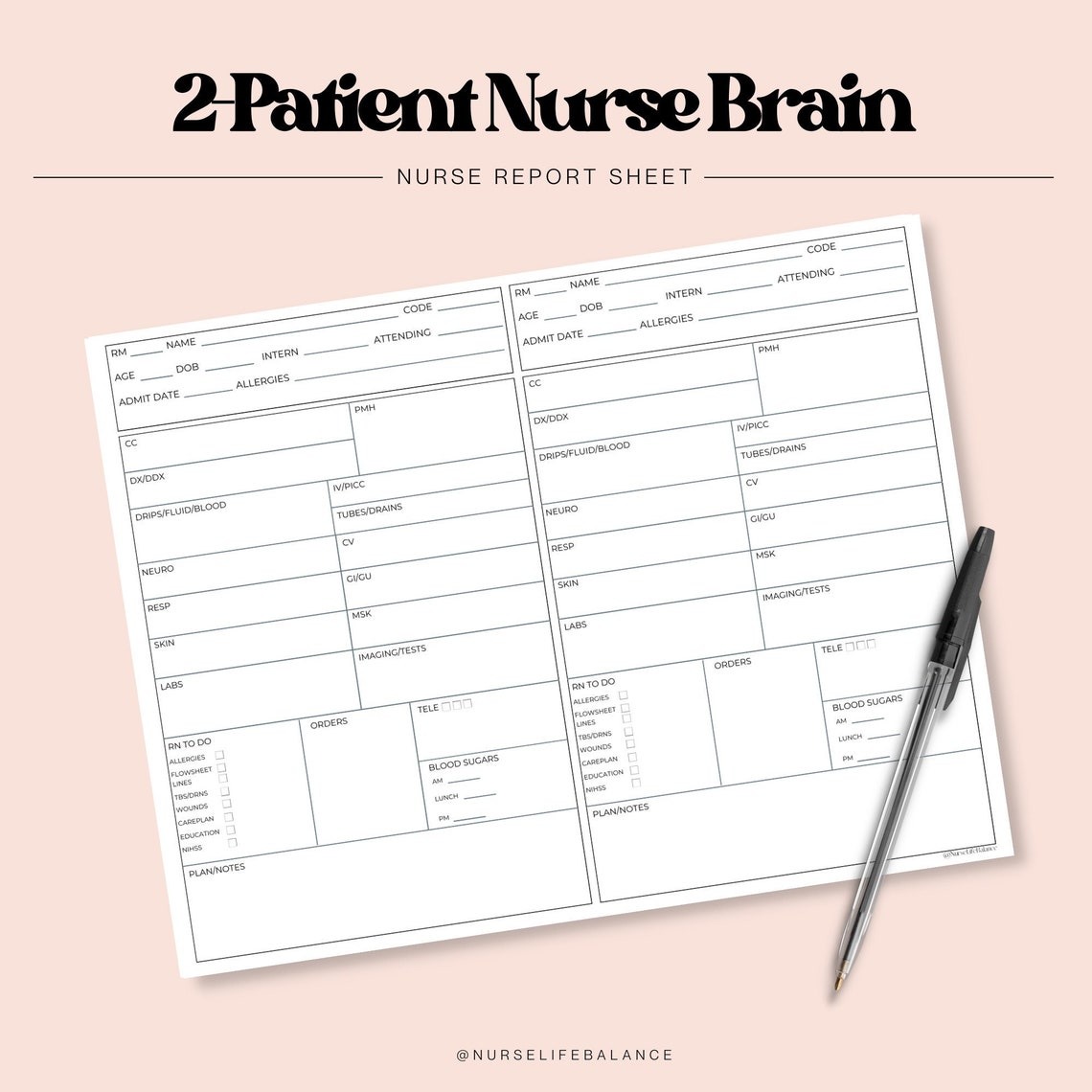 2-patient Nurse Brain Sheet - Etsy