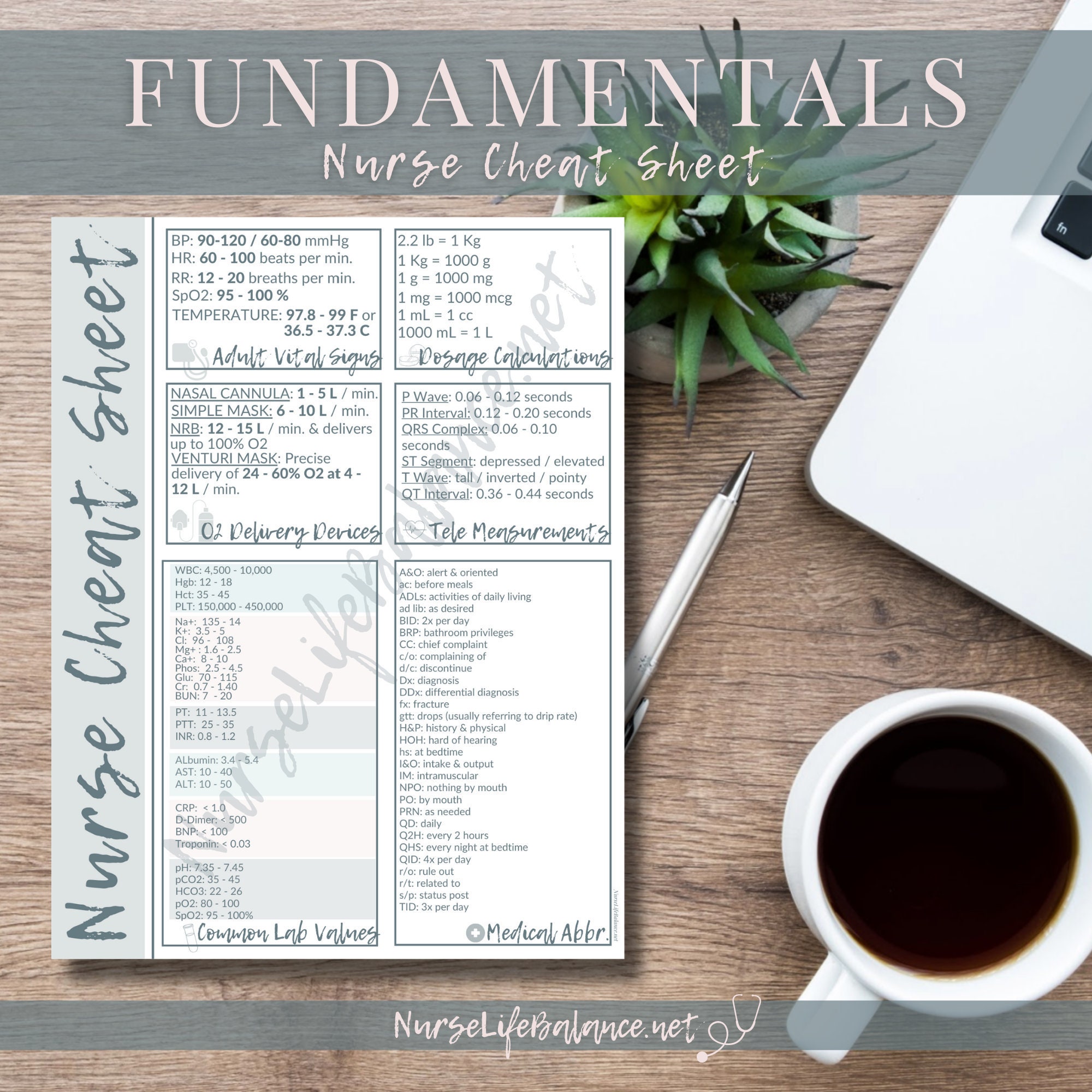 Nursing Fundamentals Cheat Sheet | Etsy