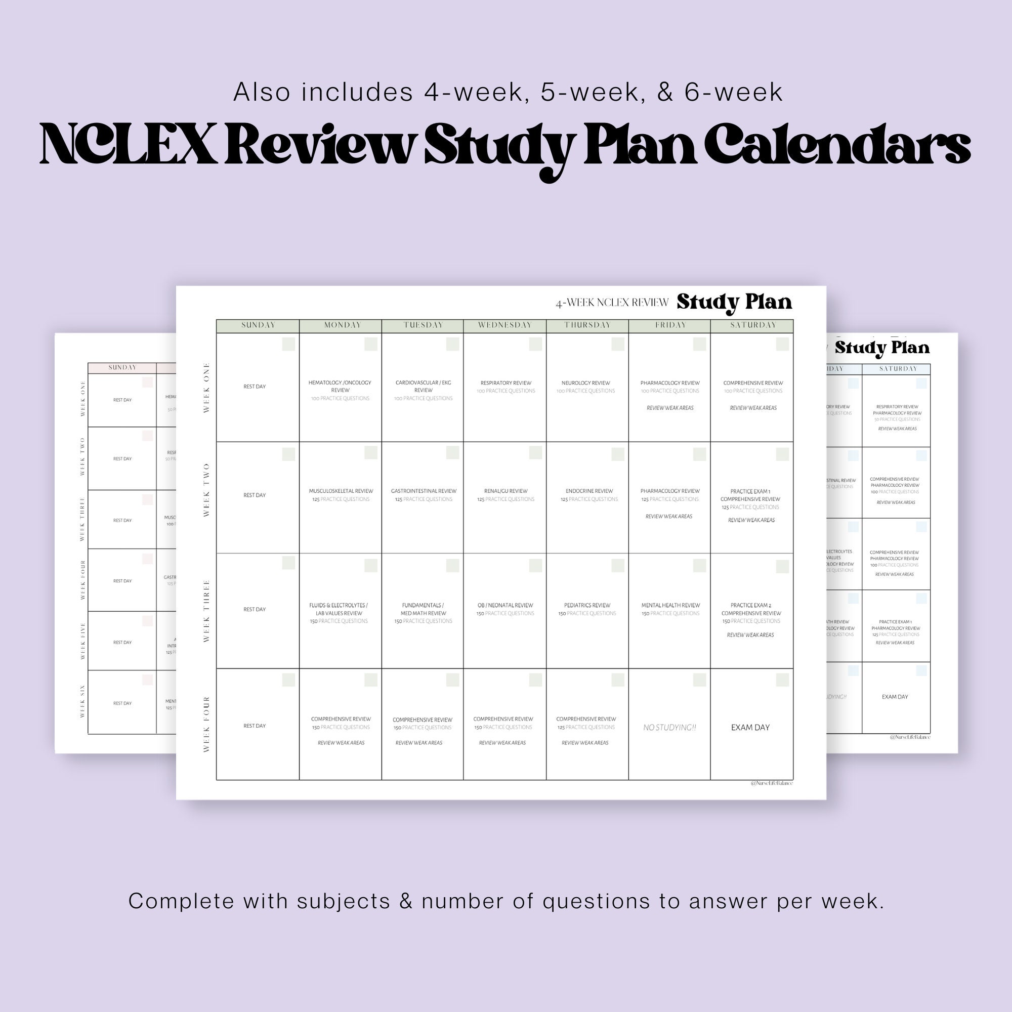 NCLEX Study Plan Calendars - Etsy
