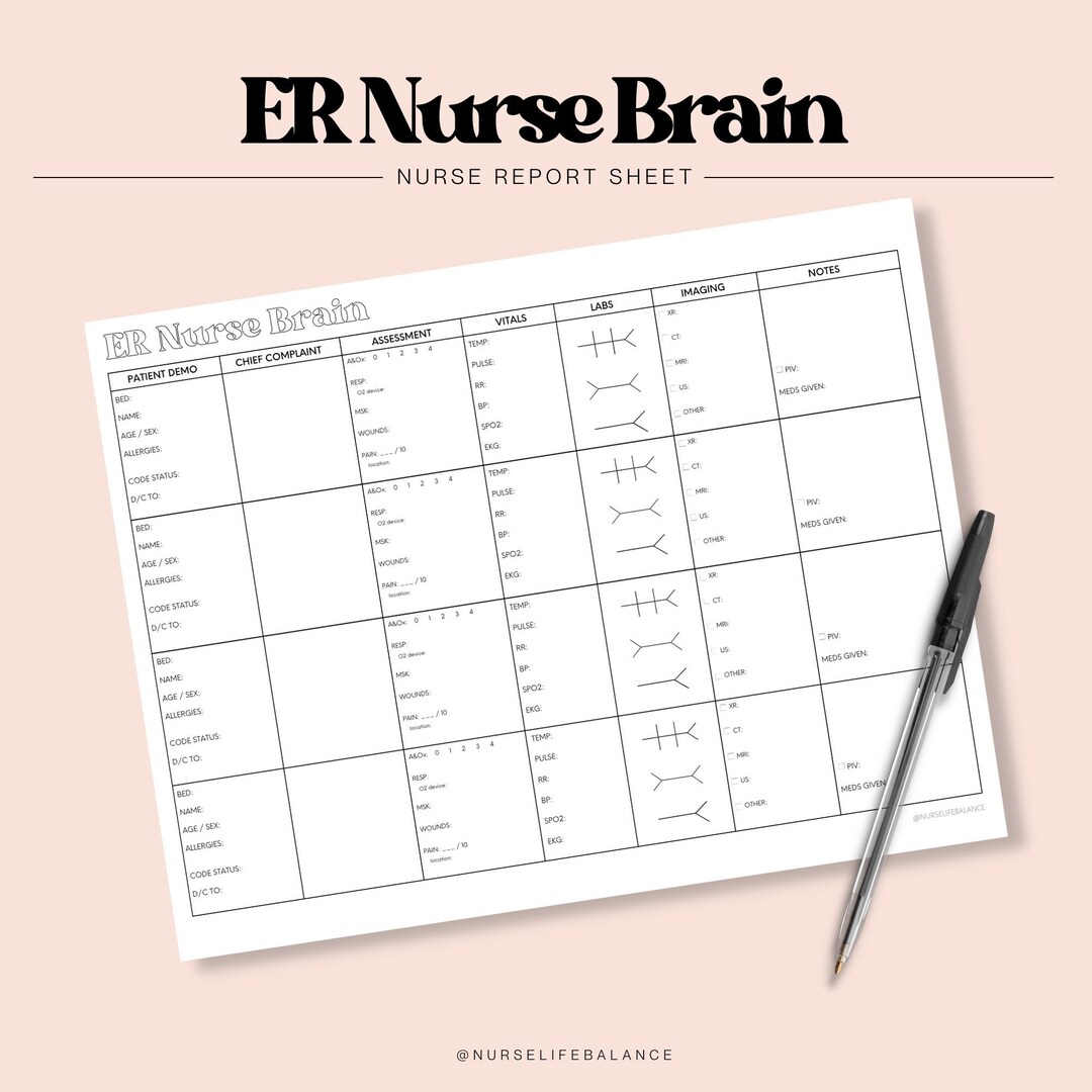ER Nurse Report Sheet - Etsy