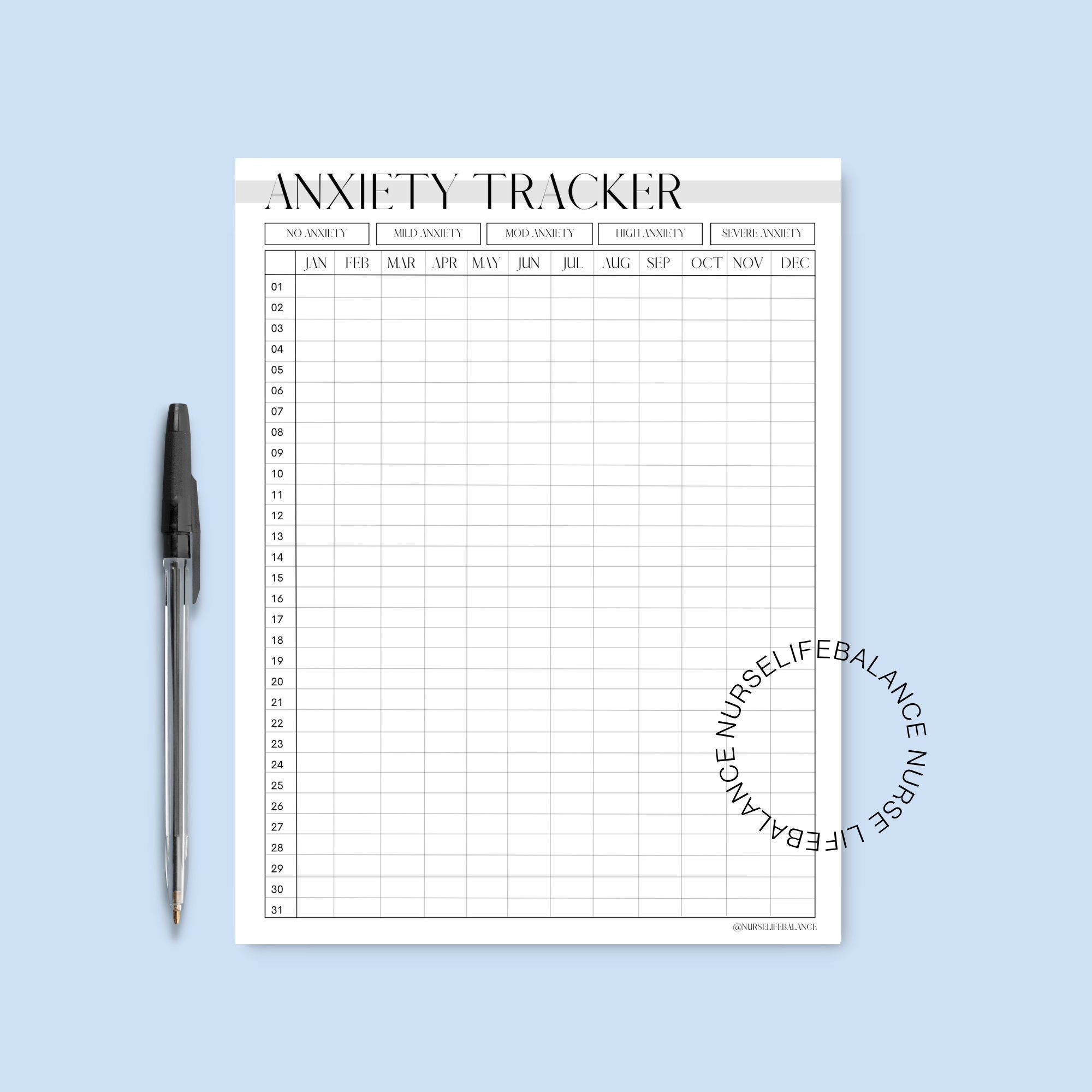 ANXIETY TRACKER Printable - Etsy