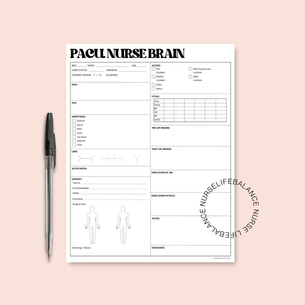 Pacu Nurse Report Sheet - Etsy