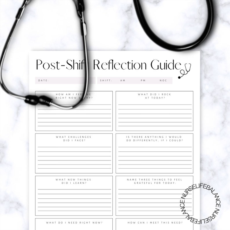 Nurse's Shift Reflection Guide - Etsy