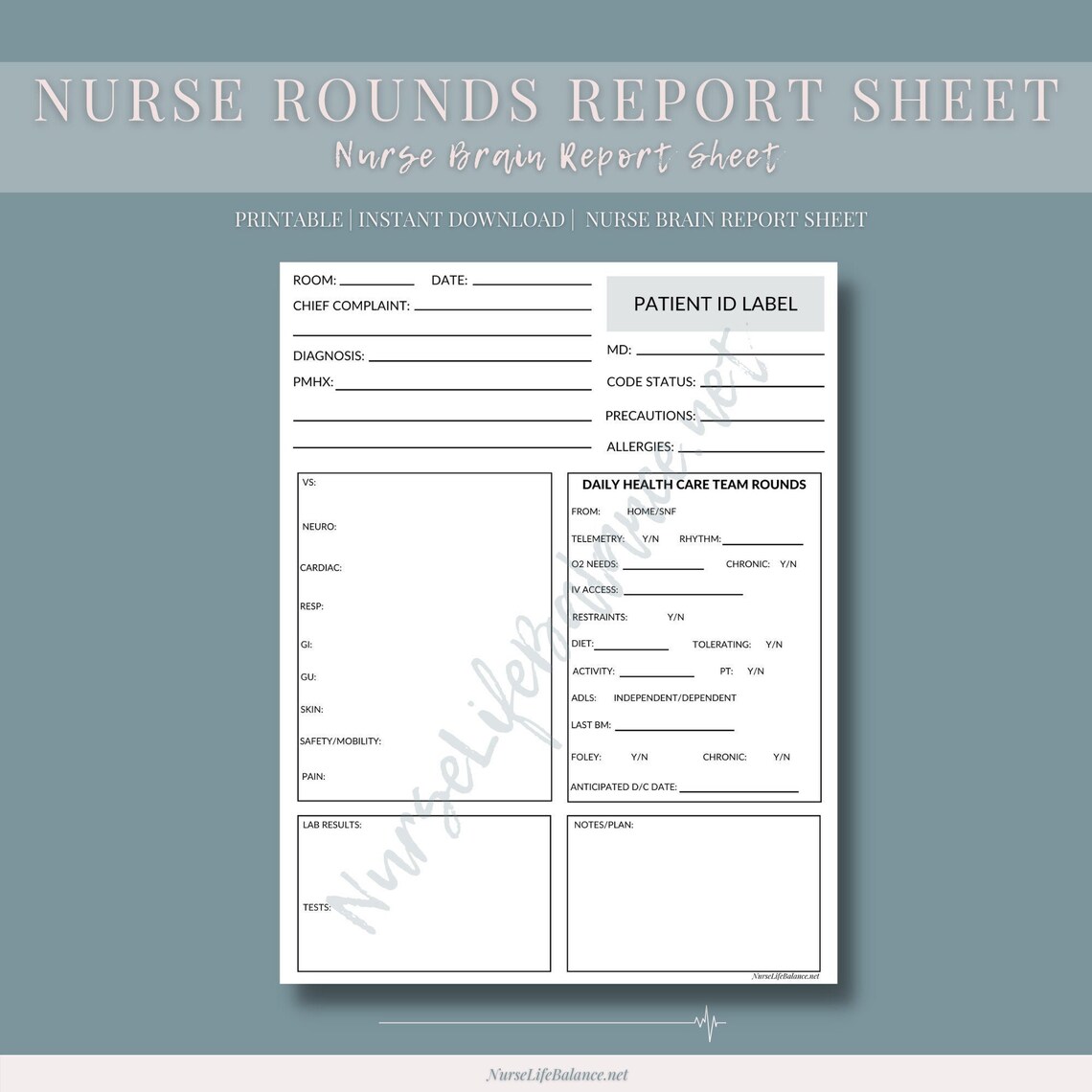 NURSE ROUNDS Report Sheet | Etsy