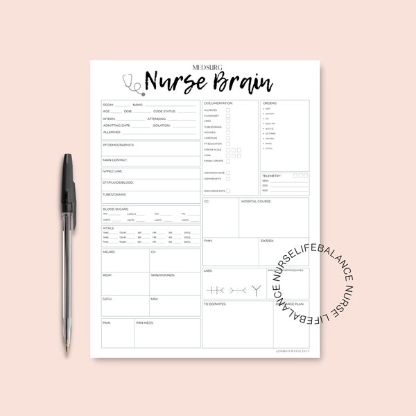 Nurse's Brain Sheet - Etsy