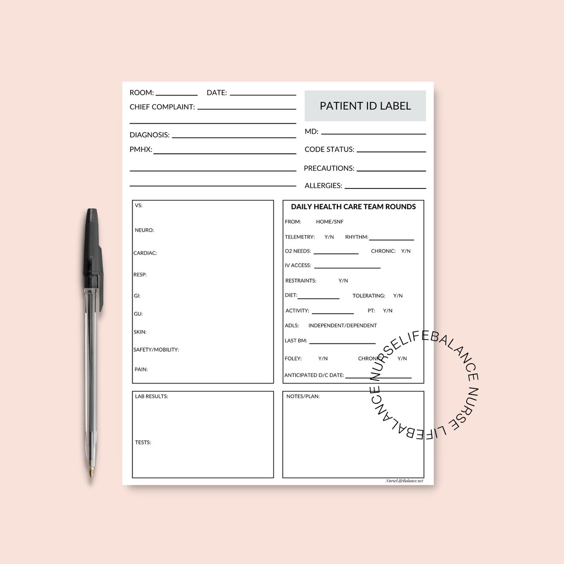 NURSE ROUNDS Report Sheet - Etsy