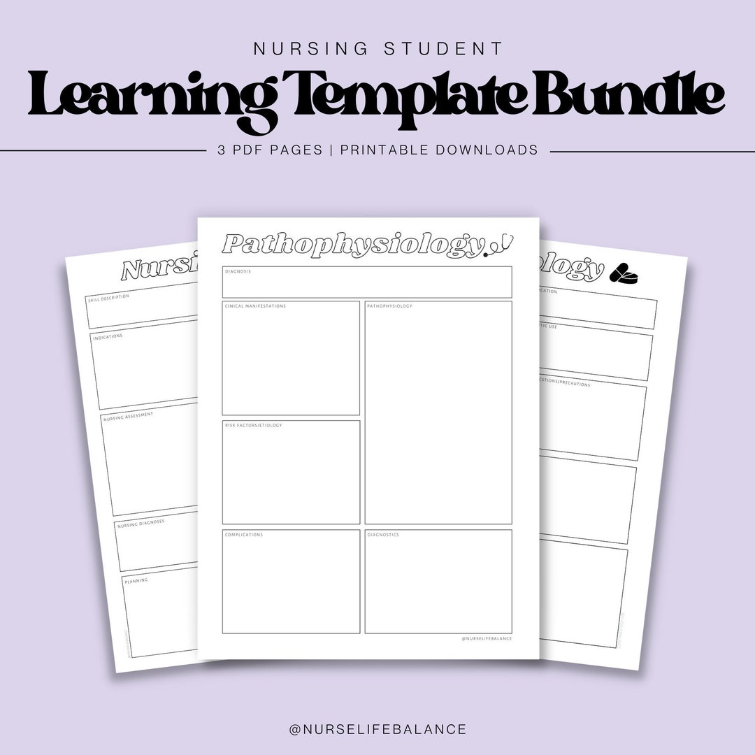 Nursing Student Learning Template Bundle - Etsy