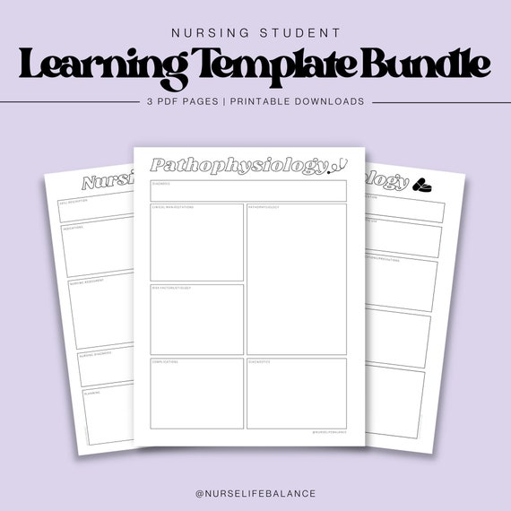 Nursing Student Learning Template Bundle | Etsy