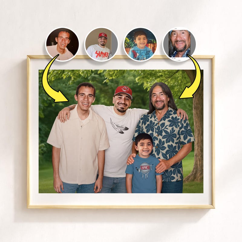 Family Portrait From Multiple Photos - Etsy