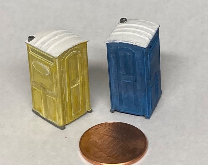 HO 1/87 Scale 2 Porta-potty, PORTABLE TOILET Unfinished Resin Model Kit ...