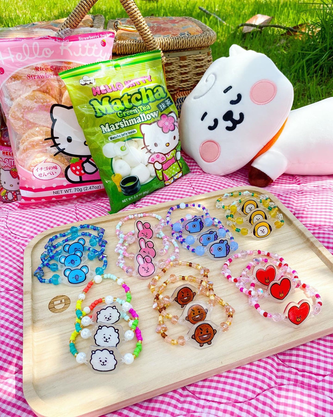 Bt21-style Character Mixed Pastel/color Bead Bracelets - Etsy