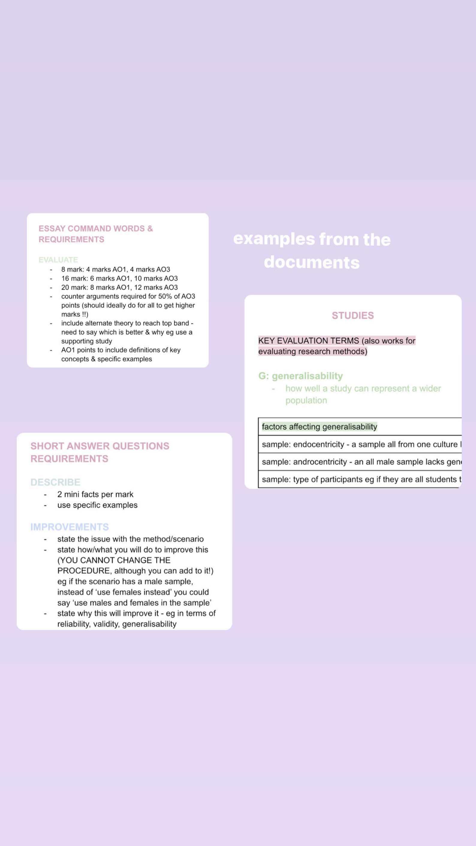 Edexcel A Level Psychology: Exam Technique Help Sheets - Etsy