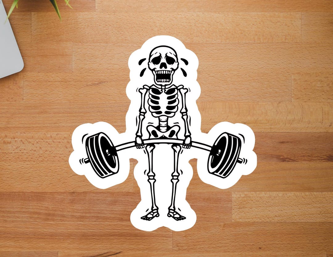 Crying Workout Skeleton, Funny Workout Sticker for Lifters, Skeleton ...