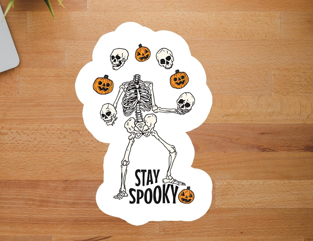 Stay Spooky Skeleton Sticker, Cute Halloween Stickers Skeleton Missing ...