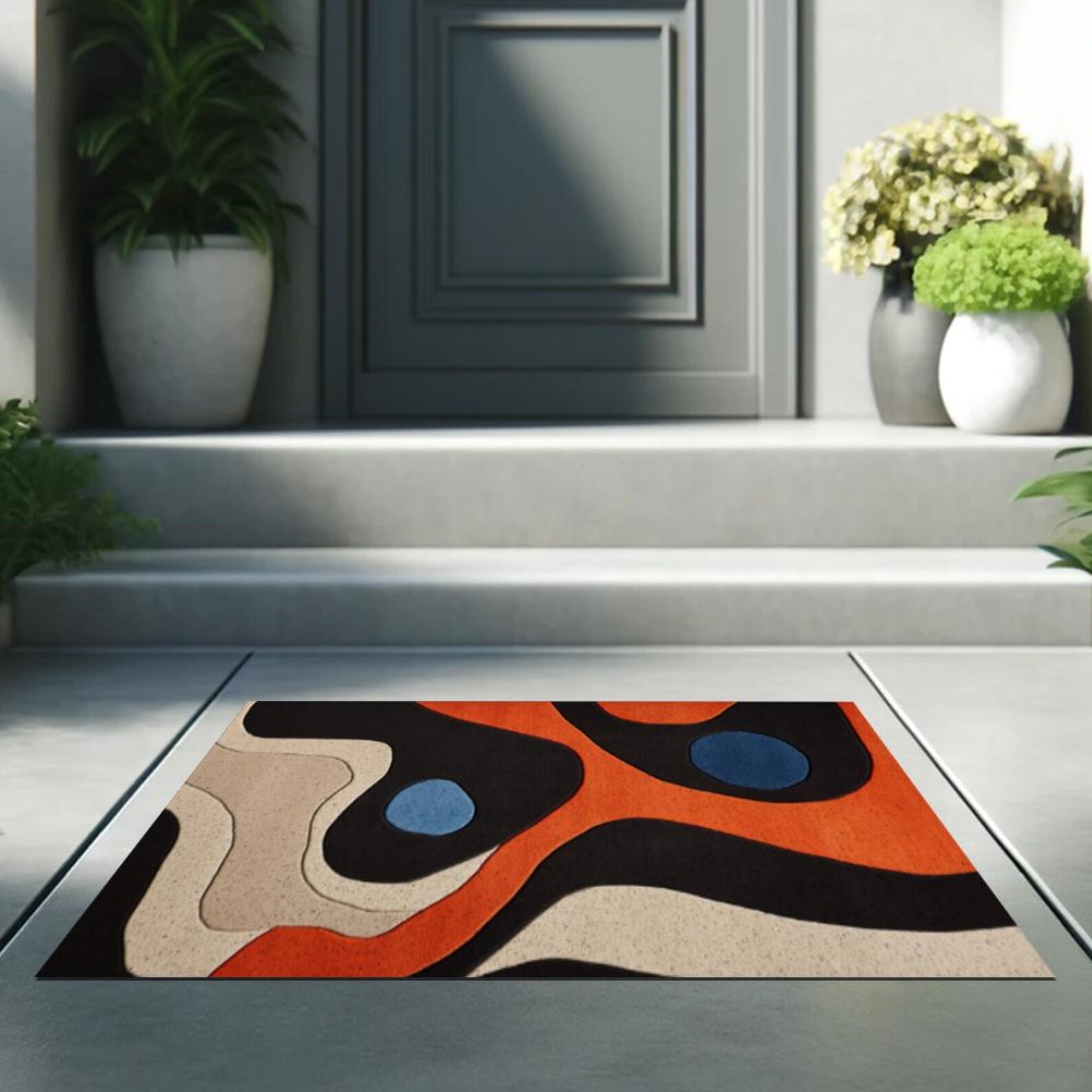Abstract Outdoor Door Mat Non-slip Welcome Mat Resist Dirt Entrance Rug ...