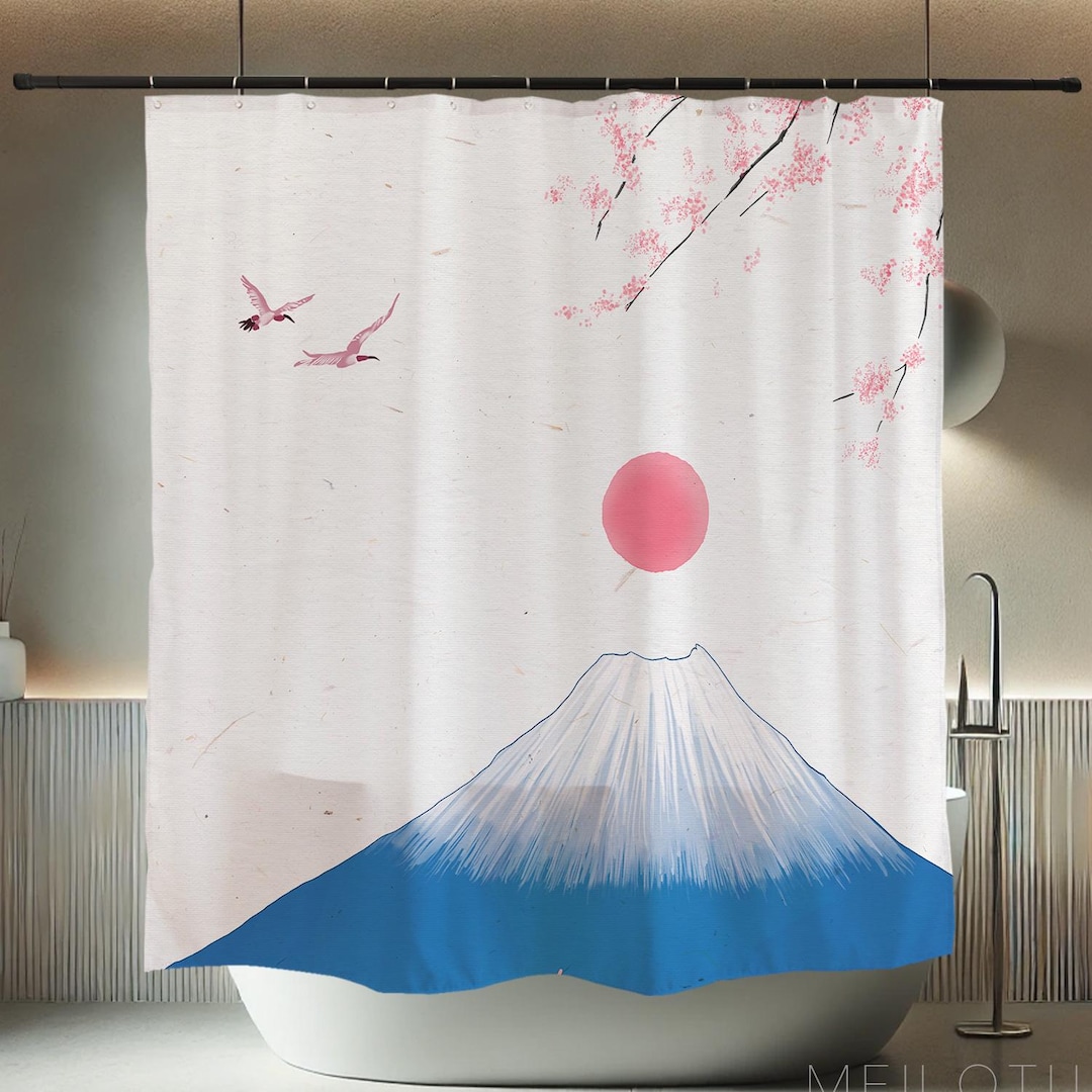 Mount Fuji Shower Curtain for Bathroom, Japanese Style Waterproof Bath ...