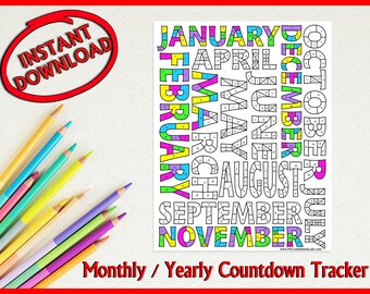 Countdown Coloring Page - Etsy