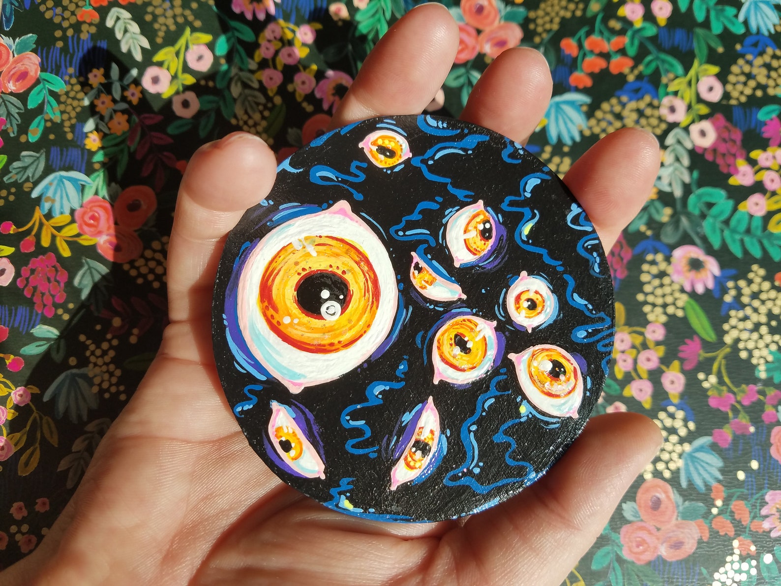 Slime Monster Creepy Horror Black Halloween Multi Eyes Gothic Wood ...