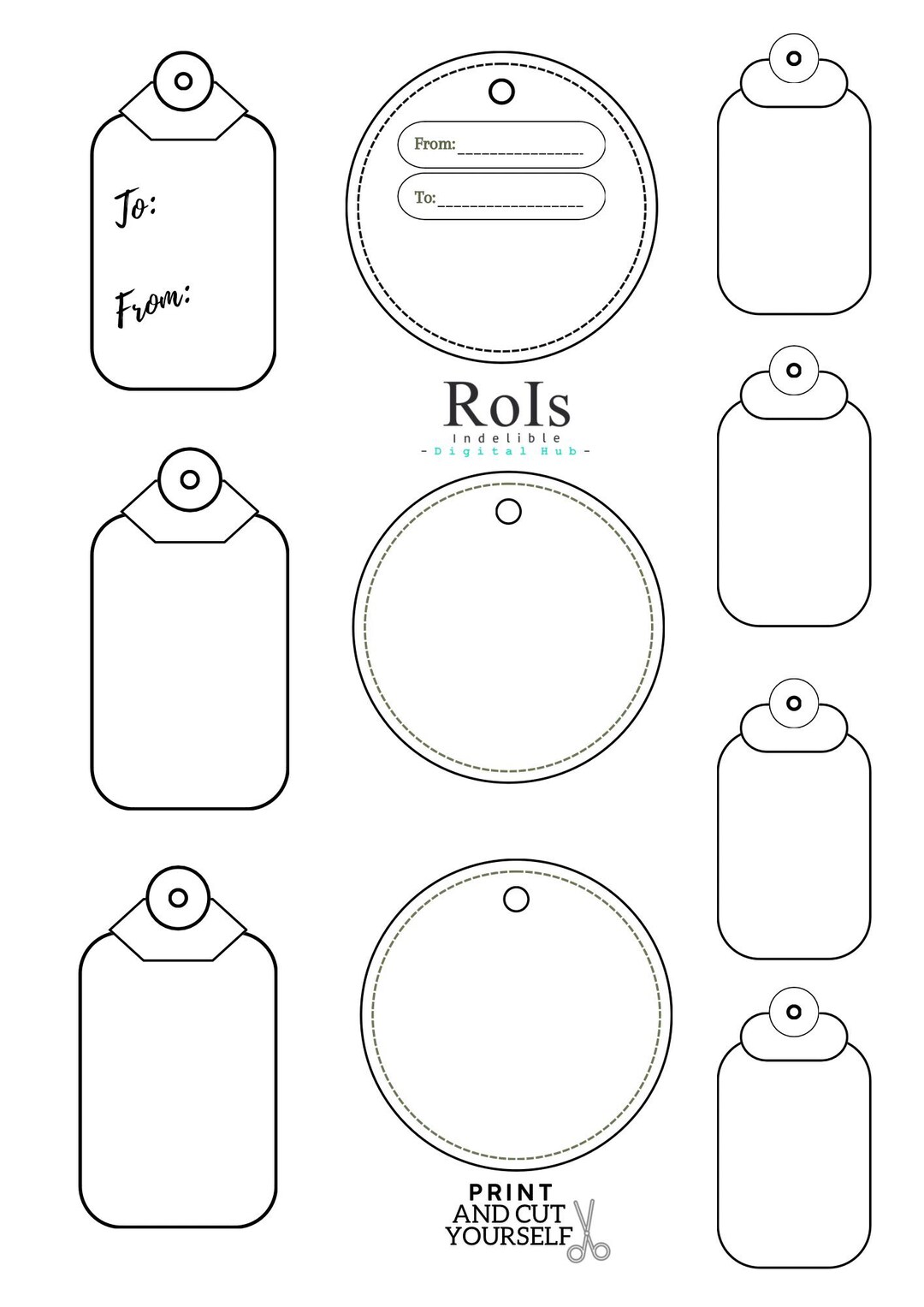 Generic TAGS, Blank Gift Tags Black & White DIY Print and Cut PDF ...