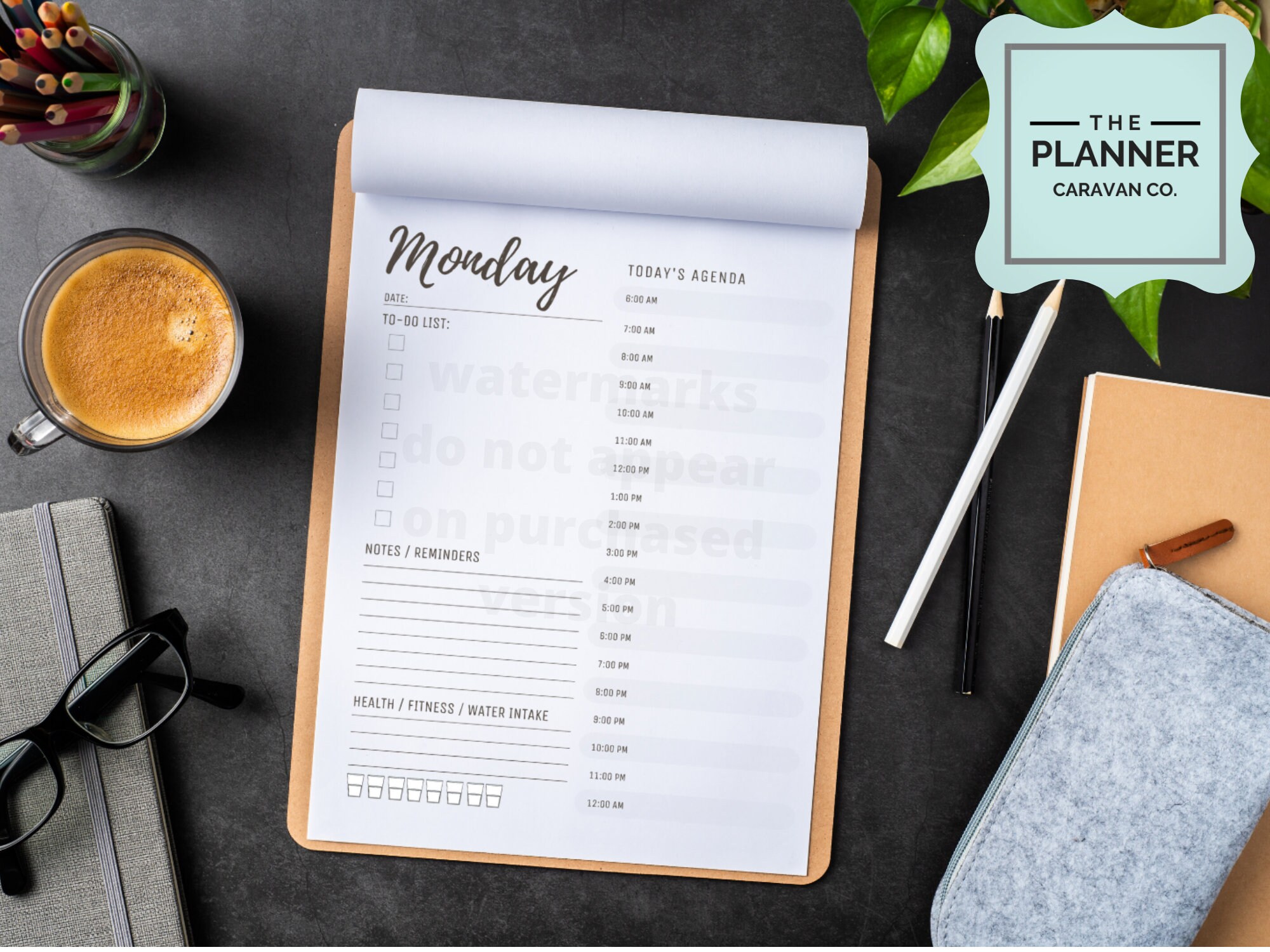 Basic Daily Planner Printable Template Productivity Planner Work Day ...