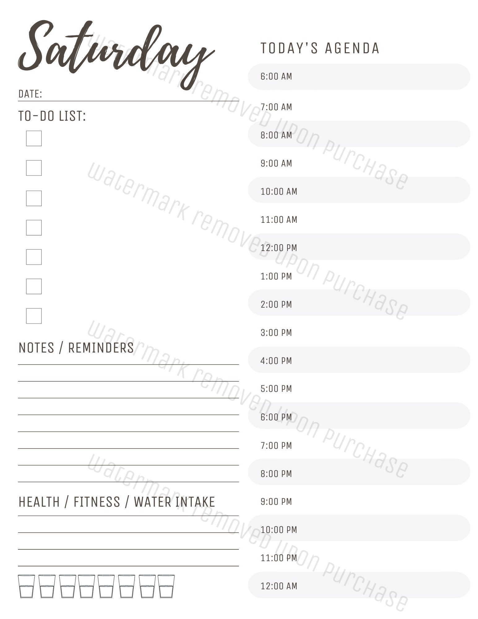 Basic Daily Planner Printable Template Productivity Planner Work Day ...